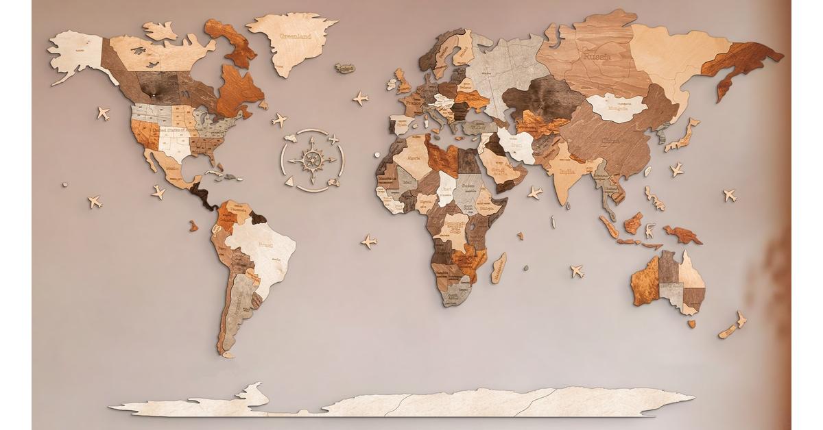 Harta de perete 3D din lemn - Cartographia - harti, ghiduri turistice ...
