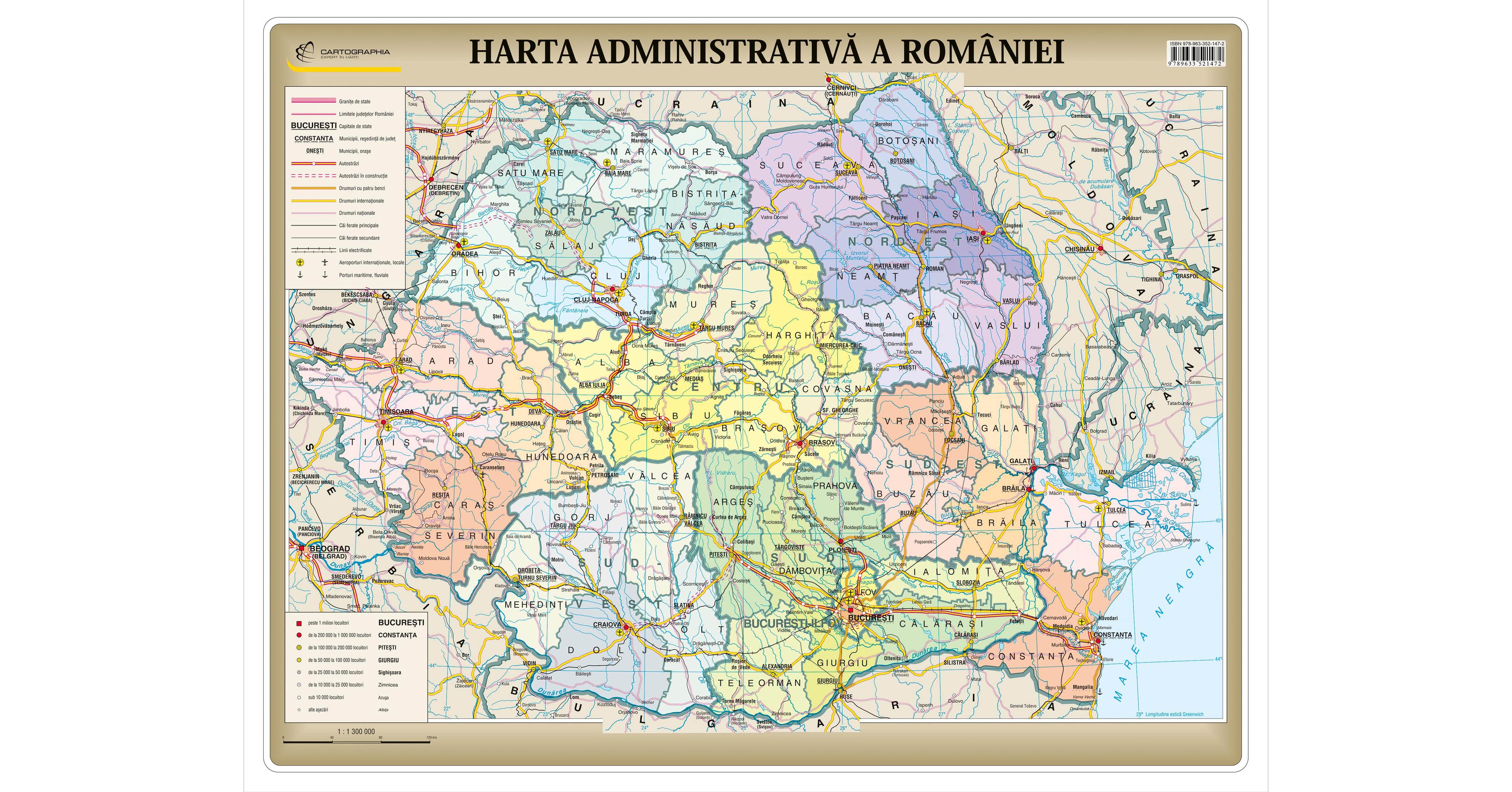 Harta administrativa a Românei, harta de perete -mărime și manoperă la ...